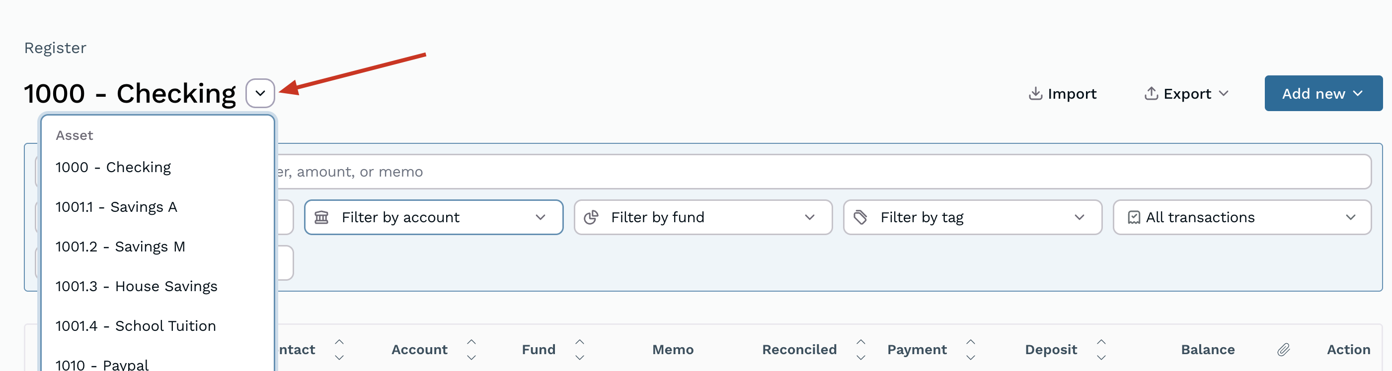 Register Overview – Aplos