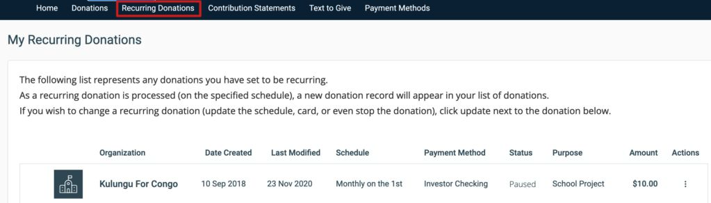 My Aplos Donor Account: Managing your Recurring Donations – Aplos